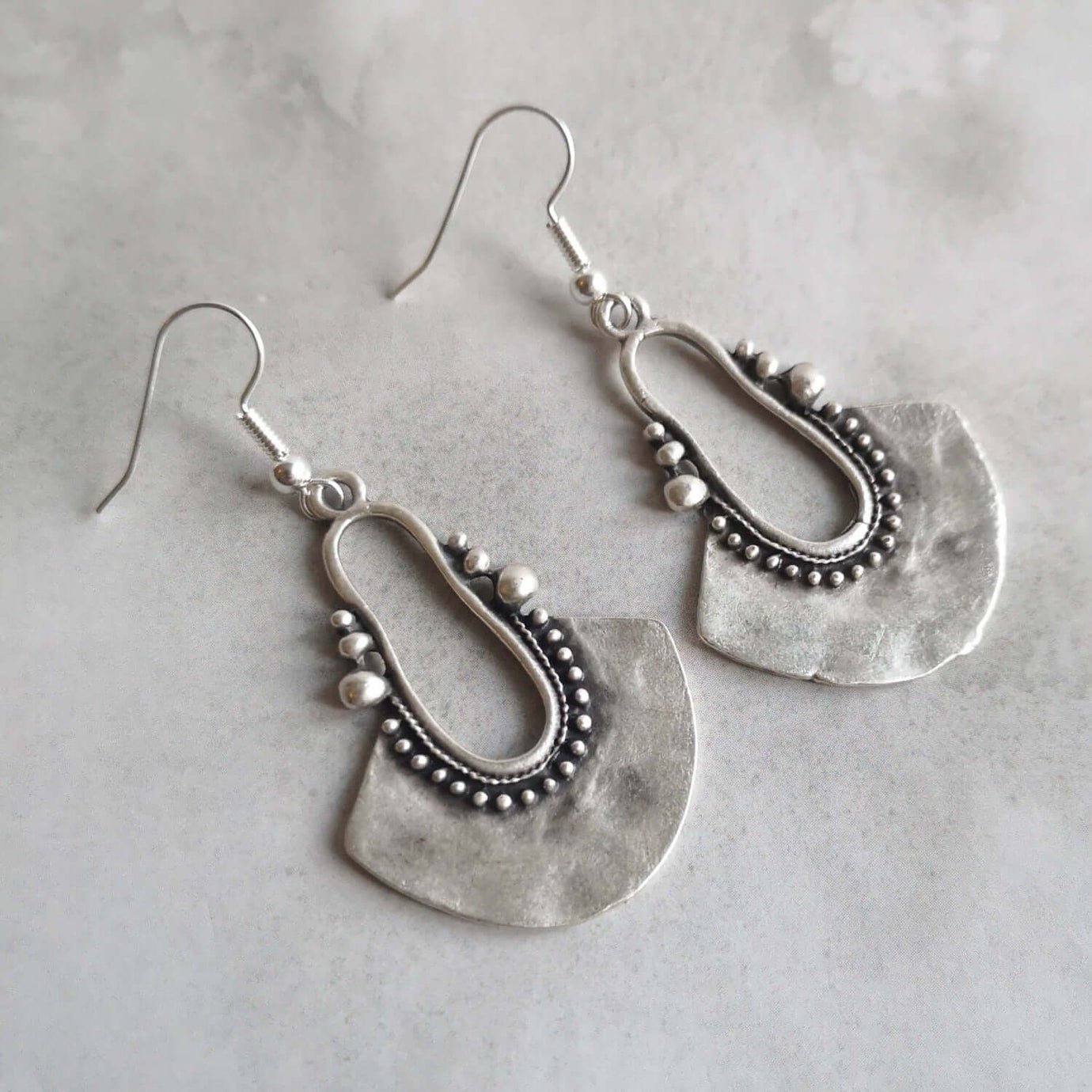 Sterling Silver Boho Dangle Earrings – Hammered Statement Jewellery ...